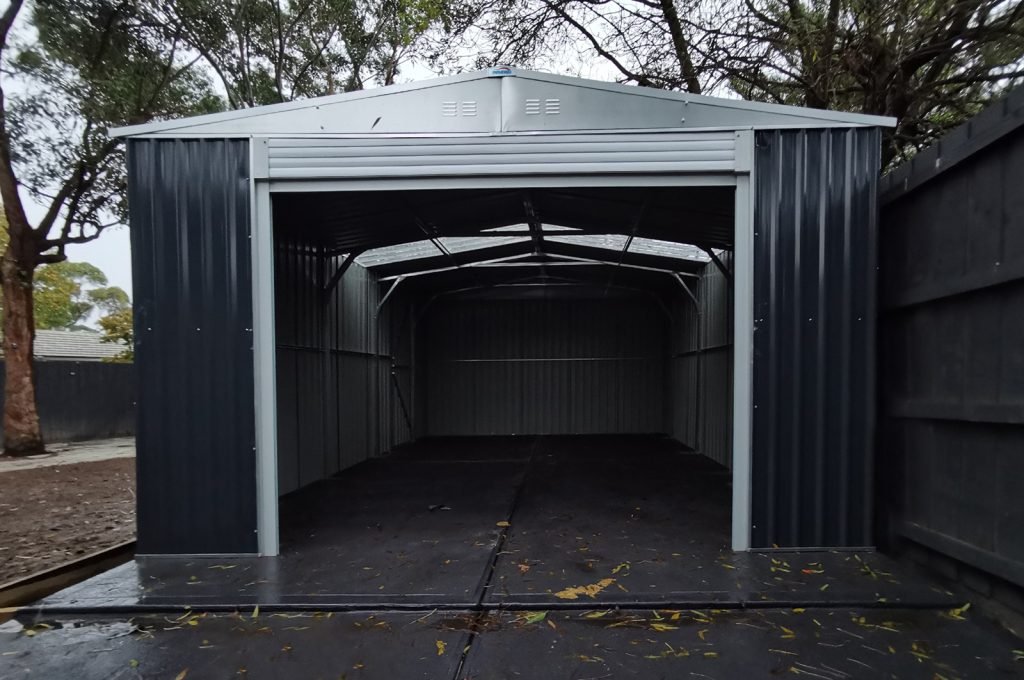 Steel Structure Shed 4.2(W)x5.9(D)x2.9(H)m Workshop Garage with Roller ...